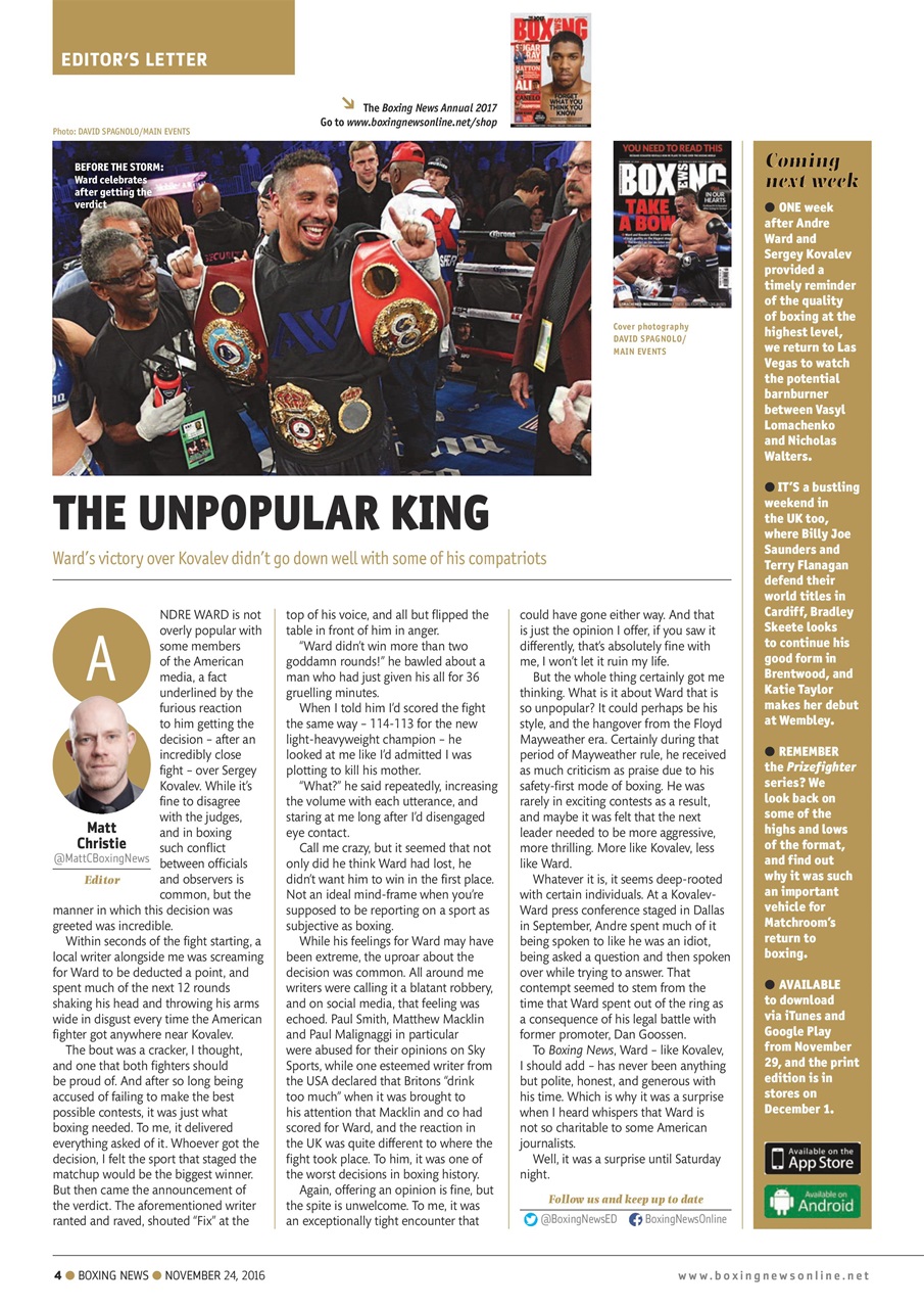 Boxing News UK Magazine - 22/11/2016 Subscriptions | Pocketmags